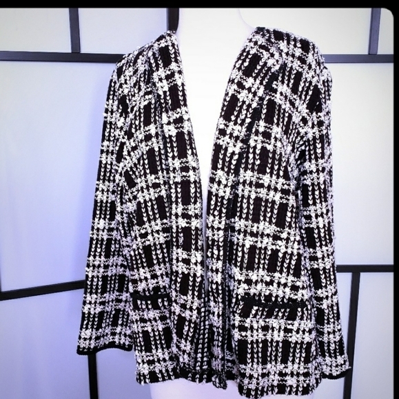 JM Collection | Sweaters | Jm Woman Blackwhite Boucle Sweater Cardigan ...